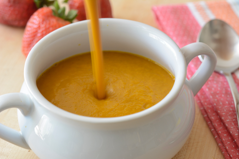 Allergy Free Carrot And Strawberry Soup Recipe|Cinnamon Crouton Recipe