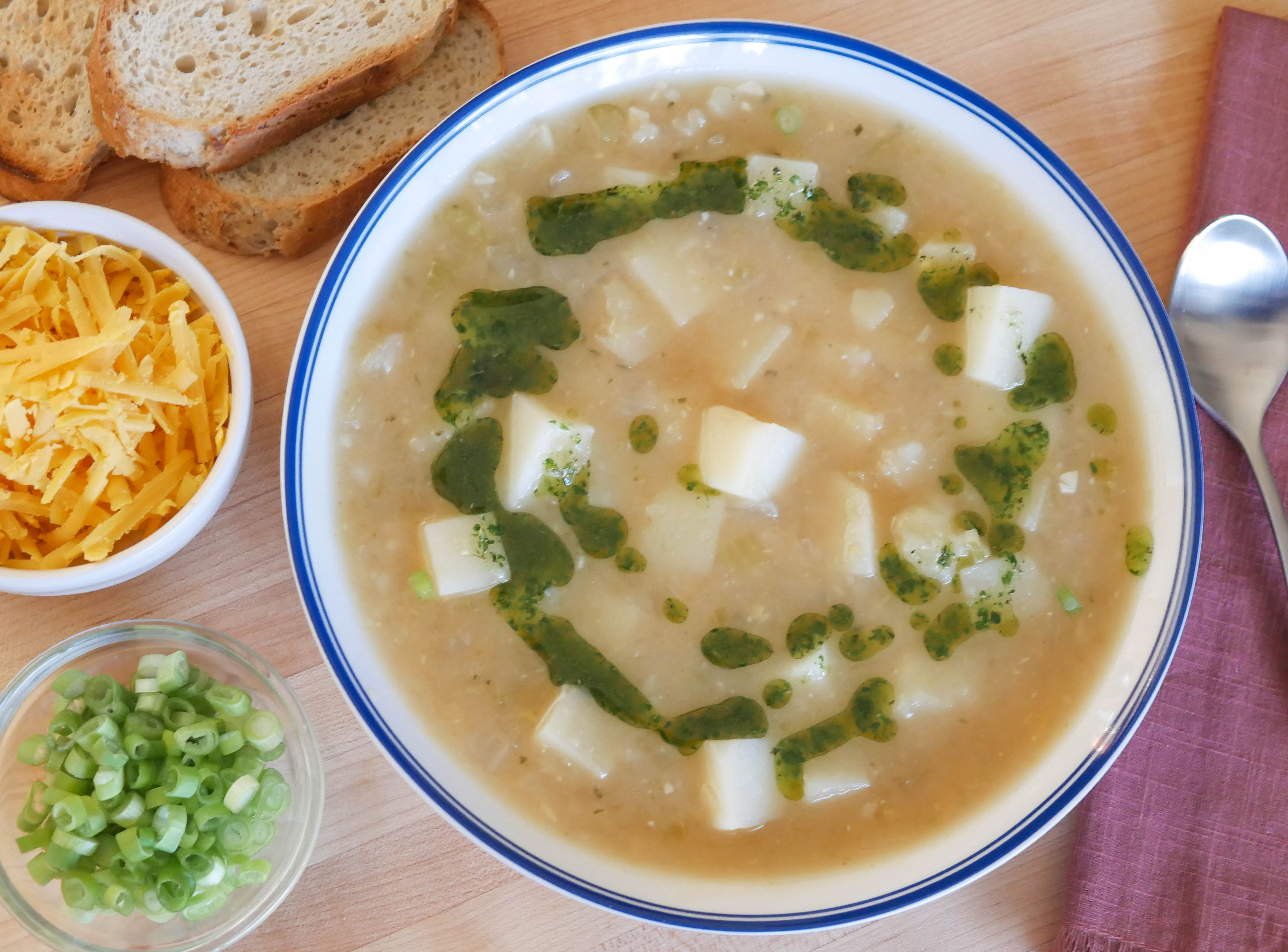 Creamy Potato Soup with emerald oil - Your Allergy Chefs